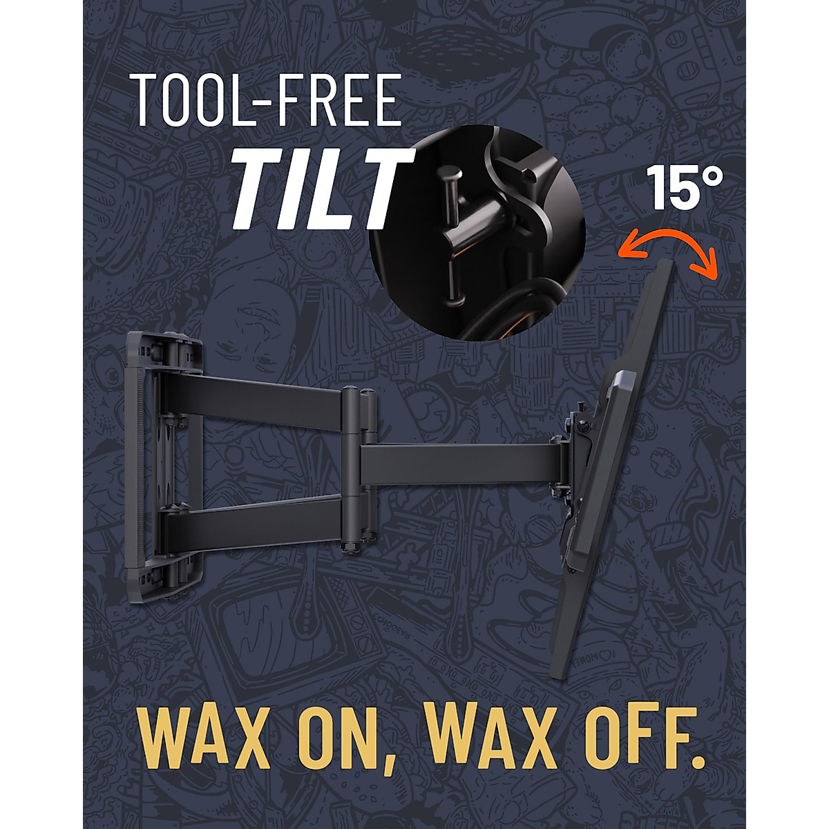 ECHOGEAR TV Wall Mount for Large TVs Up to 90" - Full Motion with Smooth Swivel, Tilt, & Extension - Universal Design Works with Samsung, Vizio, LG & More - Includes Hardware & Wall Drilling Template