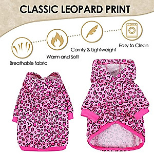 AOFITEE Dog Hoodie, Leopard Printed Dog Hoodies Sweatshirt, Winter Warm Dog Coat with Hat, Dog Pullover Hooded Shirts, Dog Cold Weather Apparel for Small Medium Large Dog