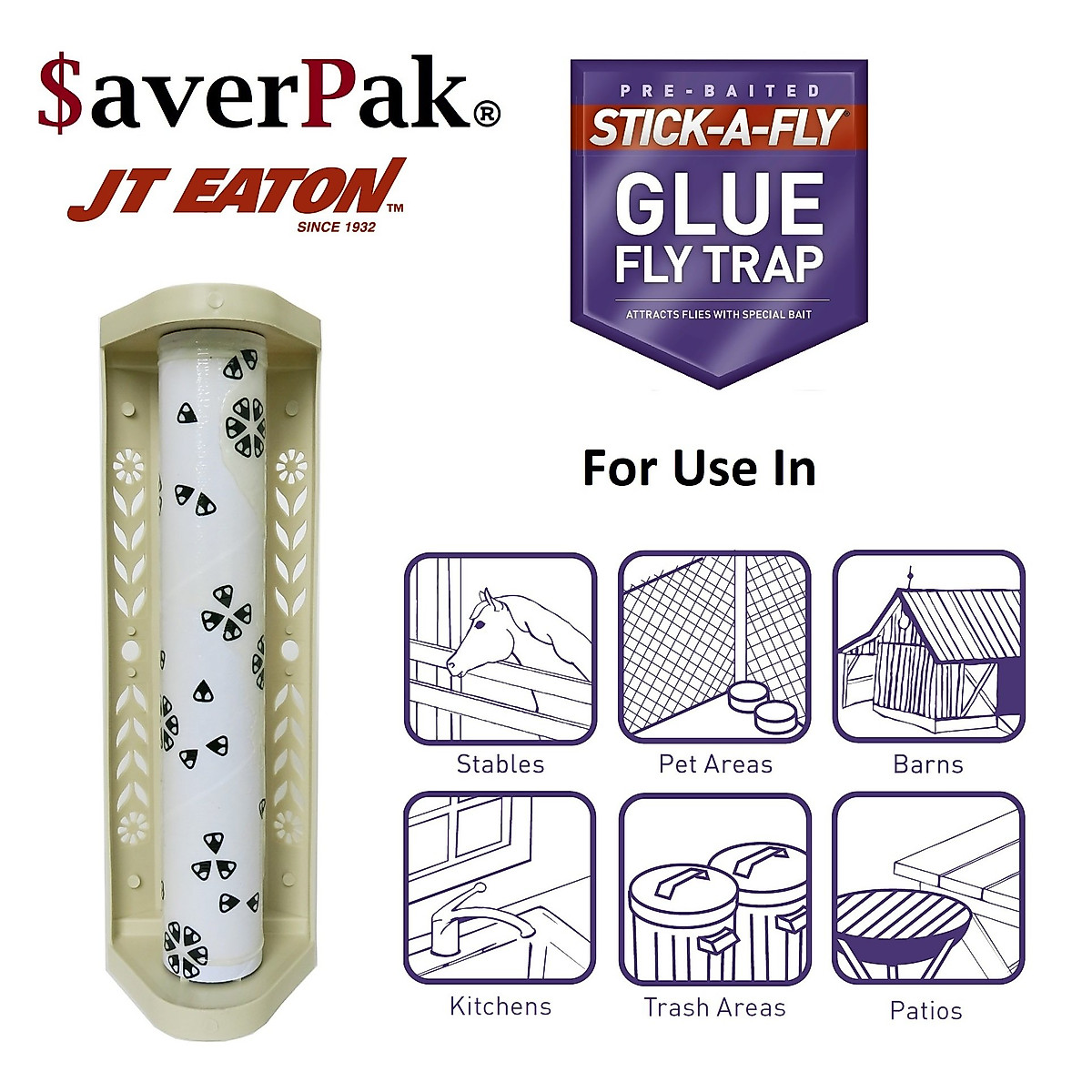 $averPak 4 Pack- 4 JT Eaton Stick-A-Fly Glue Fly Stick Traps