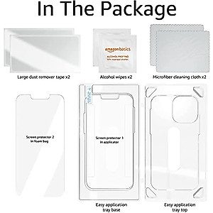 Amazon Basics Premium Smartphone Tempered Glass Screen Protector for iPhone 13, iPhone 13 Pro