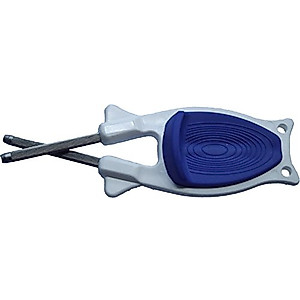 Kitchen knife Sharpener, Made to sharpen blade back to original edges. (White with Blue Anti-Slip Grip)