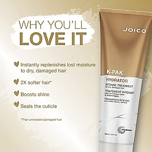 K-Pak Hydrator Intense Treatment | For Dry, Damaged Hair | Boost Shine | Improve Elasticity | Instant Hydration & Softness | With Keratin & Evening Primrose Oil | 8.5 Fl Oz