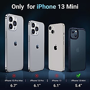 TORRAS Shockproof Designed for iPhone 13 Mini Case, 8 FT Military Drop Protection Translucent Hard PC Back with Soft Edge Protective Slim 13 Mini Phone case, Matte Black
