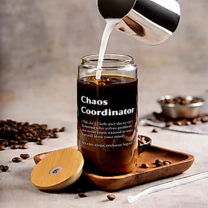 Thank You Gifts for Chaos Coordinator, Teacher Appreciation Gifts Boss Gifts for Women on Birthday Christmas Boss Day Office Gifts for Coworkers Employees Manager Mom Friend Men, 16oz Glass Cup Gift