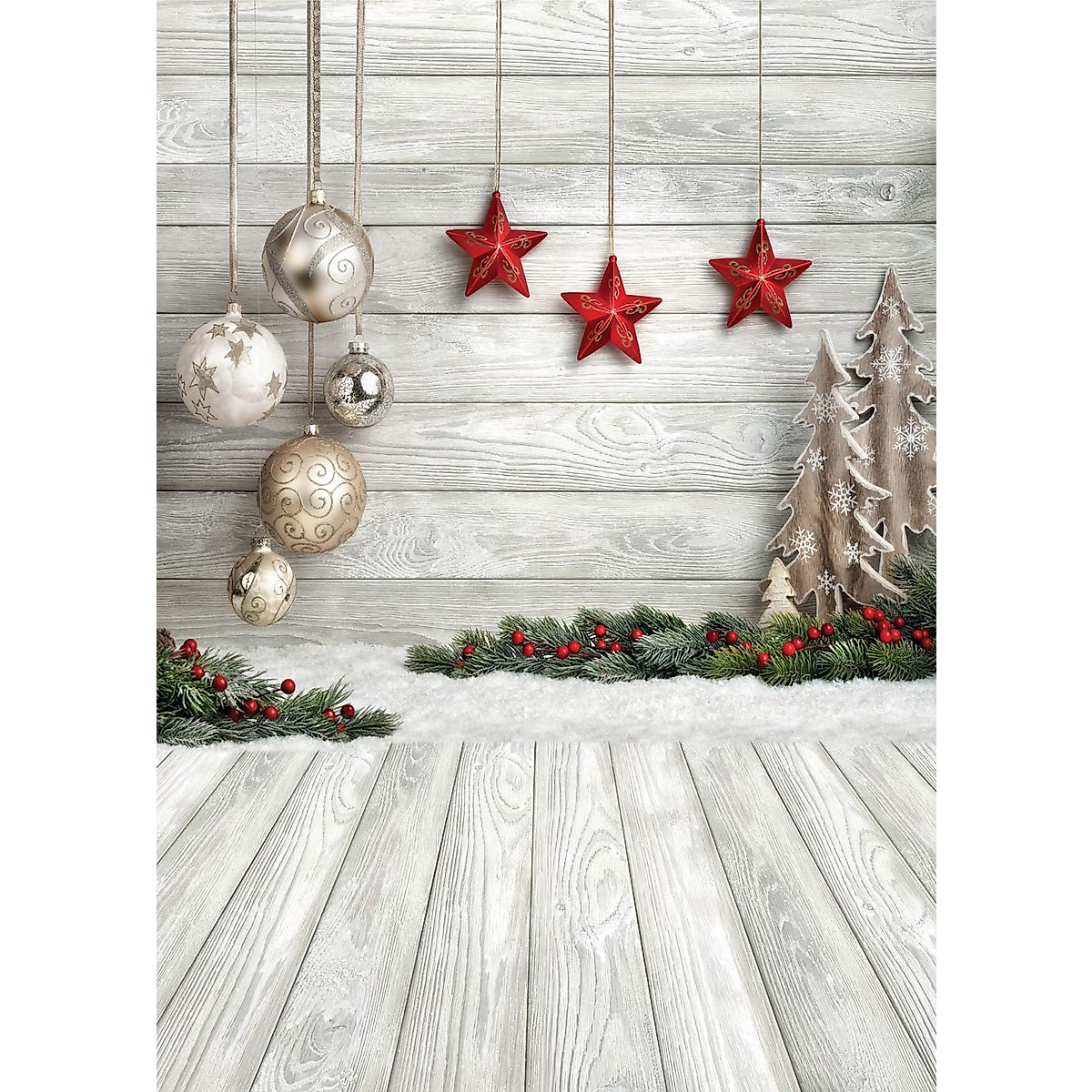 Dudaacvt 5X7ft Christmas Backdrop Xmas Tree Christmas Balls Vinyl Photography Backdrop Customized Photo Background Studio Prop