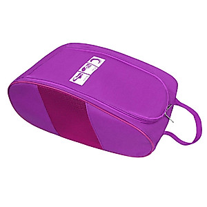 Waterproof Breathable Dustproof Travel Portable Shoes Zipper Handle Carrying Case Organizer Home Shoes Free Stand Packing Cubes Box Storage Bag (Red)