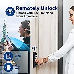 WiFi Smart Lock, Keyless Entry Door Lock with Remote Unlock, Easy to Install, Electronic Deadbolt with Voice Control, Security Door Lock Great for Front Door Home Use