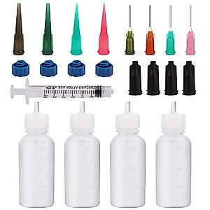 AIEX 21pcs Needle Bottle Set, 30ml Glue Applicator Bottle with Blunt Needle Tips 14ga 16ga 18ga 20ga Plastic Dropper Bottle Syringe Glue Applicator for DI