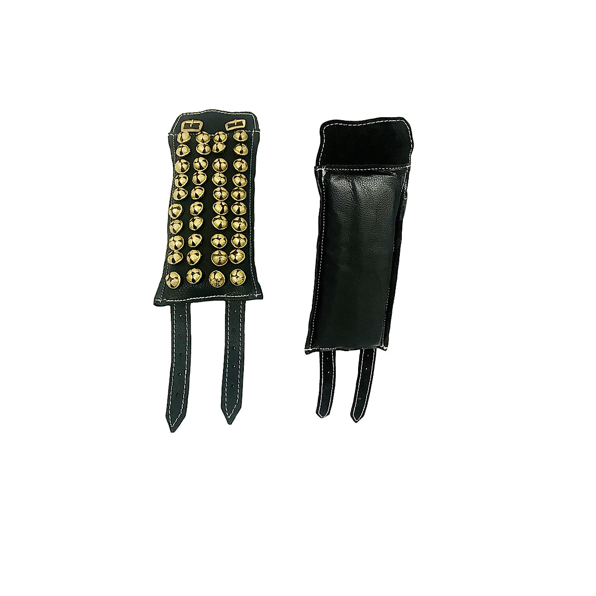 Dancing Ghungroo Kathak bells ankle bells Black leather pad pair Four Line Indian dancers (40+40) Kathak dance ghunghroo dancing brass bells (16 NO.) musical bells for classical dancers Bharatnatyam