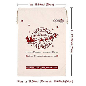 OurWarm 2PCS Large Christmas Gifts Bags, Canvas Blank Storage Bags with Drawstring for Christmas Holiday Party Decorations, 28 x 20 Inch