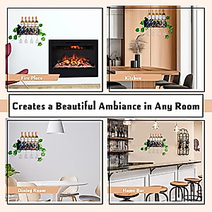 FLOMAC FINEST Wine Holder Wall Mounted - Stores 4 Glasses 5 Wine Bottles - with Cork Holder Storage - Home and Kitchen Wall Decor Storage- Bonus E-Book and Grapes