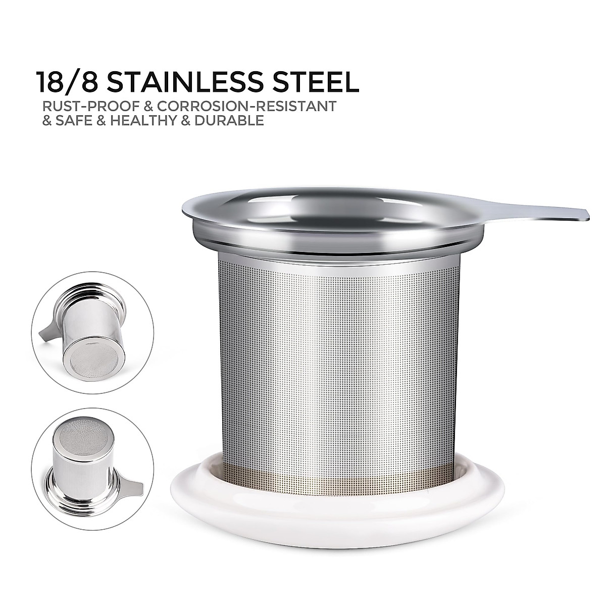 GBHOME Tea Mug with Infuser and Lid, 18 Ounce Large Ceramic Loose Leaf Tea Cup, Microwave, Dishwasher Safe Tea Steeping Mug, Pefect Gift For Tea Lover.