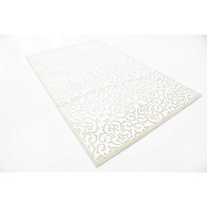Unique Loom Rushmore Collection Area Rug - Johnson (5' 1" x 8' Rectangle, Snow White/ Beige)