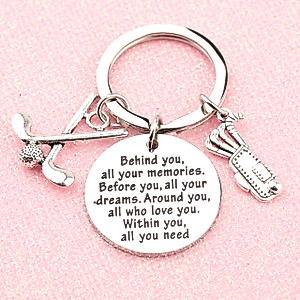 FEELMEM Golf Keychain Future Golfer Gift Behind You All Your Memories Keychain Golf Club Golf Player Gifts New Golfer Gift