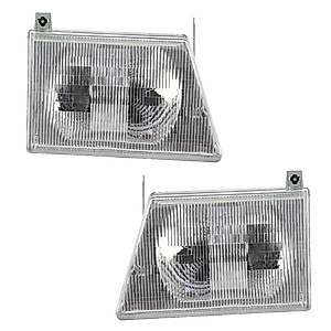 For Ford E150 / E250 / E350 Econoline Van Headlight Assembly 1997-2007 Pair Driver and Passenger Side Composite Type For FO2502153 | 6C2Z13008BA