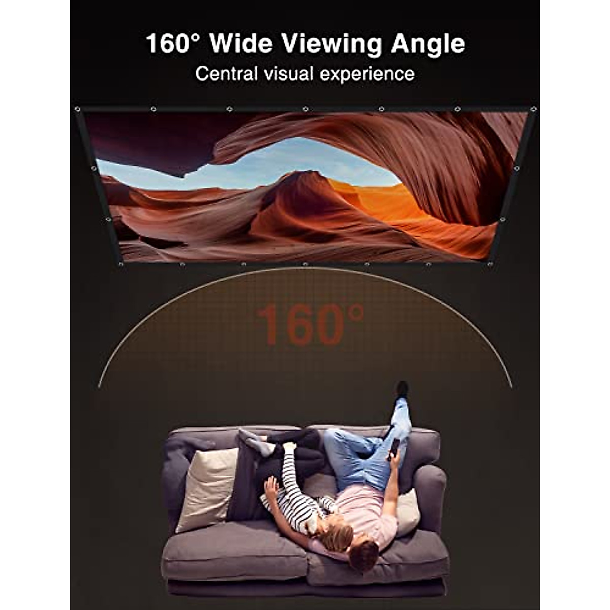 JKJOO 120 Inch Projector Screen 16:9 HD 4K Foldable Crease-Resistant Projection Screen Portable Movie Screens for Projectors Outdoor /Home Theater Support Front Rear Projection