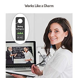 Do Not Disturb Door Hanger Sign, 2 Pack, Please Do Not Disturb Sign, Meeting In Progress