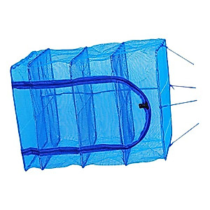 Garneck Foldable Fish Cage Blue Sweater Hydroponic Plants Meat Dehydrator Shrimp Fish Drying Net Hanging Dry Net Indoor Nylon Multi-Layer Net Hanging Basket Dryer Hanging Fishing Net Nylon
