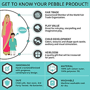 Pebble | Handmade Ice Cream Cone Baby Rattle with Sprinkles—Pink/Strawberry | Knitted Baby Toy | Fair Trade | Play Food | Machine Washable