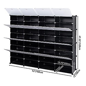 Sawandoo 8-Tier Portable 64 Pair Shoe Rack Organizer 32 Grids Tower Shelf Storage Cabinet Stand Expandable for Heels, Boots, Slippers, Black
