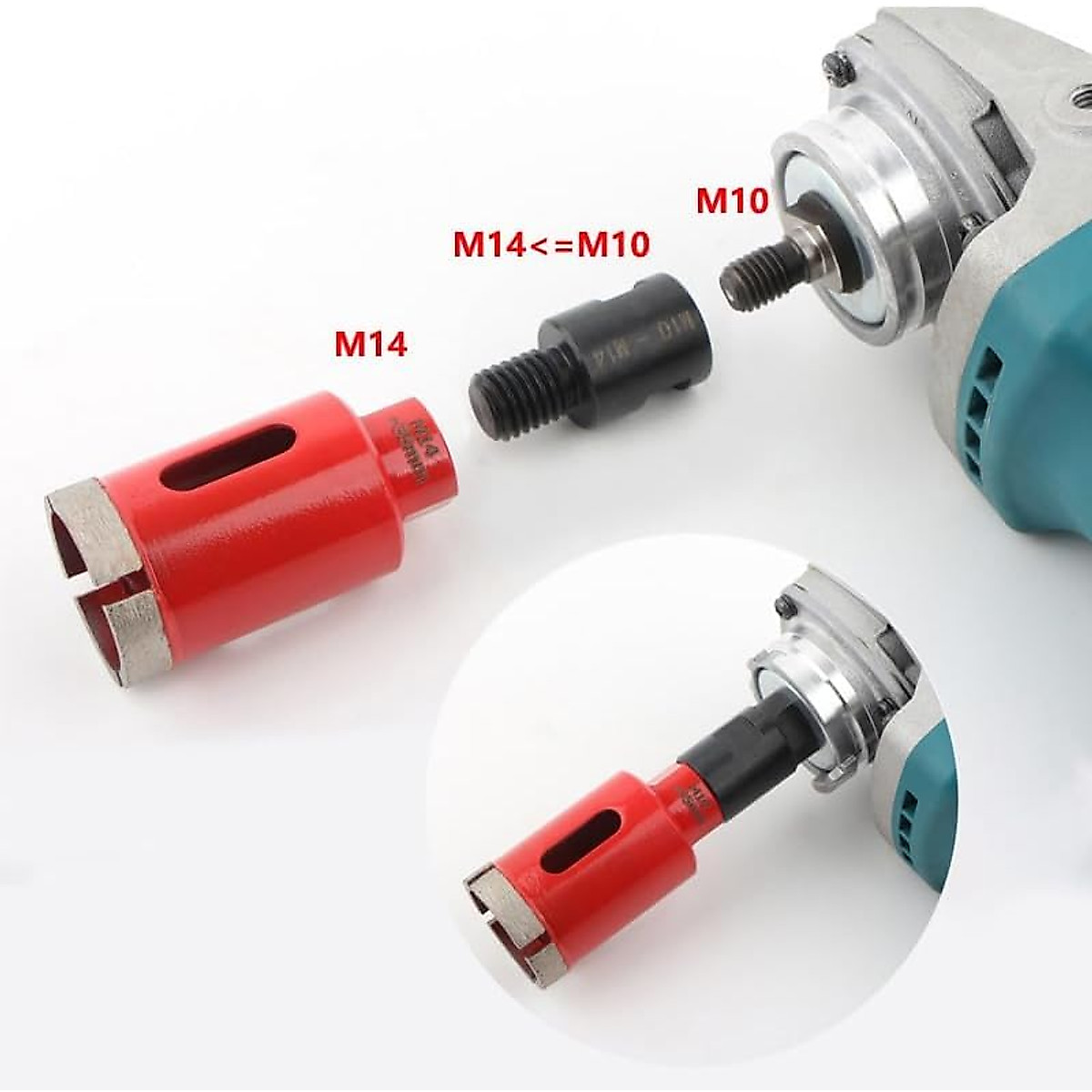 Bestgle 2Pcs Angle Grinder Attachment M14 Male Thread to M10 Female Thread Adapter Converter for Angle Grinder Polisher Diamond Core Bit Interface Converter