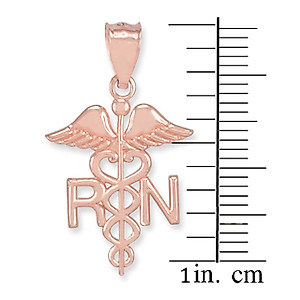 Claddagh Gold American Heroes Polished 10k Rose Gold Caduceus Pink RN Charm Registered Nurse Pendant
