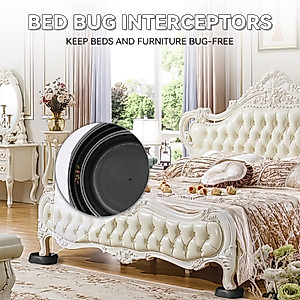 Bed Bug Interceptors with Anti Skid Pads | Bed Bug Trap | Bed Bug Traps and Detectors | Bed Bug Traps for Bed (Black - 4 Pcs)