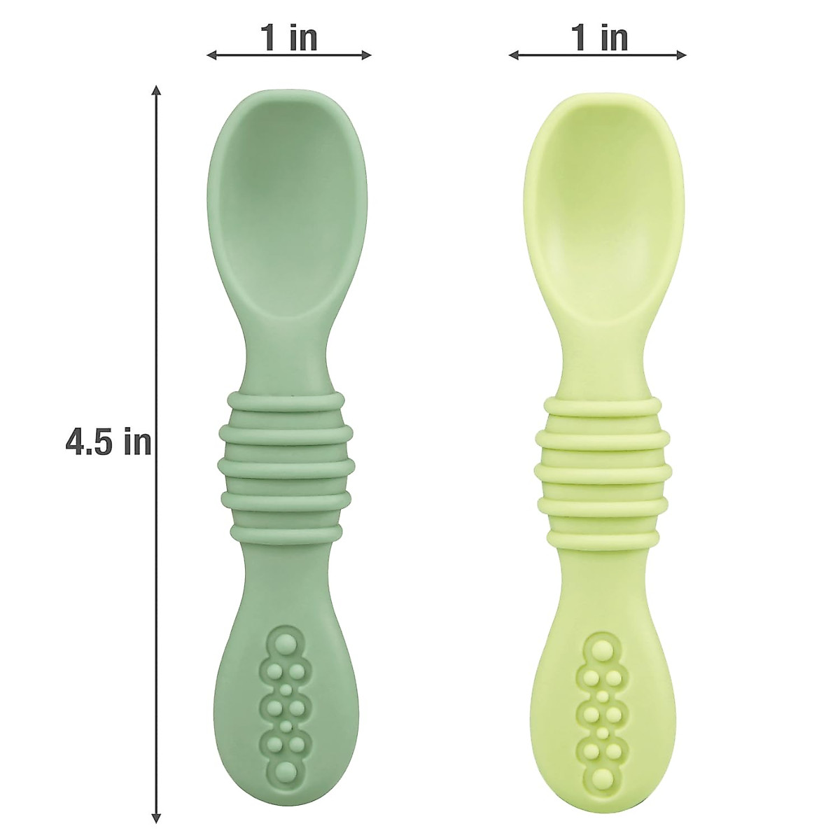 PandaEar 6 Pack Silicone Baby Spoons Self Feeding 6 Months for Toddler - Baby Led Weaning Utensils 6-12 Months - Infant Spoons First Stage - Baby Feeding Essentials - Baby Eating Utensils Set