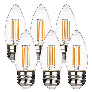 YIMILITE B11 E26 LED Candelabra Bulbs 4.5W(40 Watt Equivalent) 2700K Warm White 450LM Dimmable LED Filament Chandelier Light Bulbs Clear Glass Candle Lamp for Ceiling Fan Home Decor 6 Pack