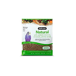 ZuPreem Natural Pellets Bird Food for Small Birds, 2.25 lb (Pack of 1) - Made in USA, Essential Nutrition for Parakeets, Budgies, Parrotlets