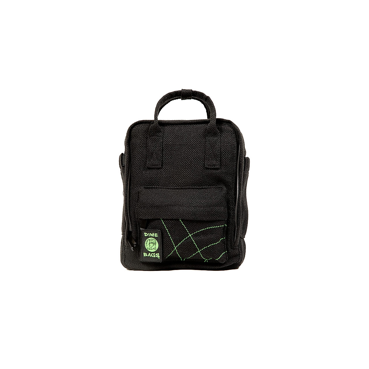 DIME BAGS Hot Box Mini Backpack | Multi Pocket Small Backpack made of Premium Hemp and Recycled Materials | School Backpack or Travel Bag (Black)