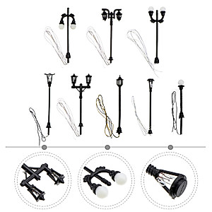 DOITOOL 8pcs Mini Street Post LED Outdoor Garden Lamp Miniature Spotlight Street Lights Model Light for Micro Landscape Fairy Garden Dollhouse Accessories (Random Style)