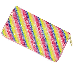 Chiclinco Trendy Women Glitter Rainbow Mermaid Long Wallets Zipper Purse Card Cell Phone Holder (Glitter 3)