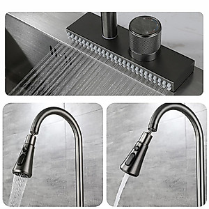 Waterfall gray9 Sink Kitchen Faucet Hot Cold Mixer Wash Basin Multiple Water Outlets Rotation Flying Rain Tap Single Hole