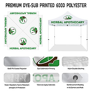 ABLEM8CANOPY Custom Canopy Tent 10x10 with Logo, Personalized Pop Up Canopy Tent with Optional Walls for Business Events, Trade Shows, Farmers Market, Roller Bag Included(Apothecary)