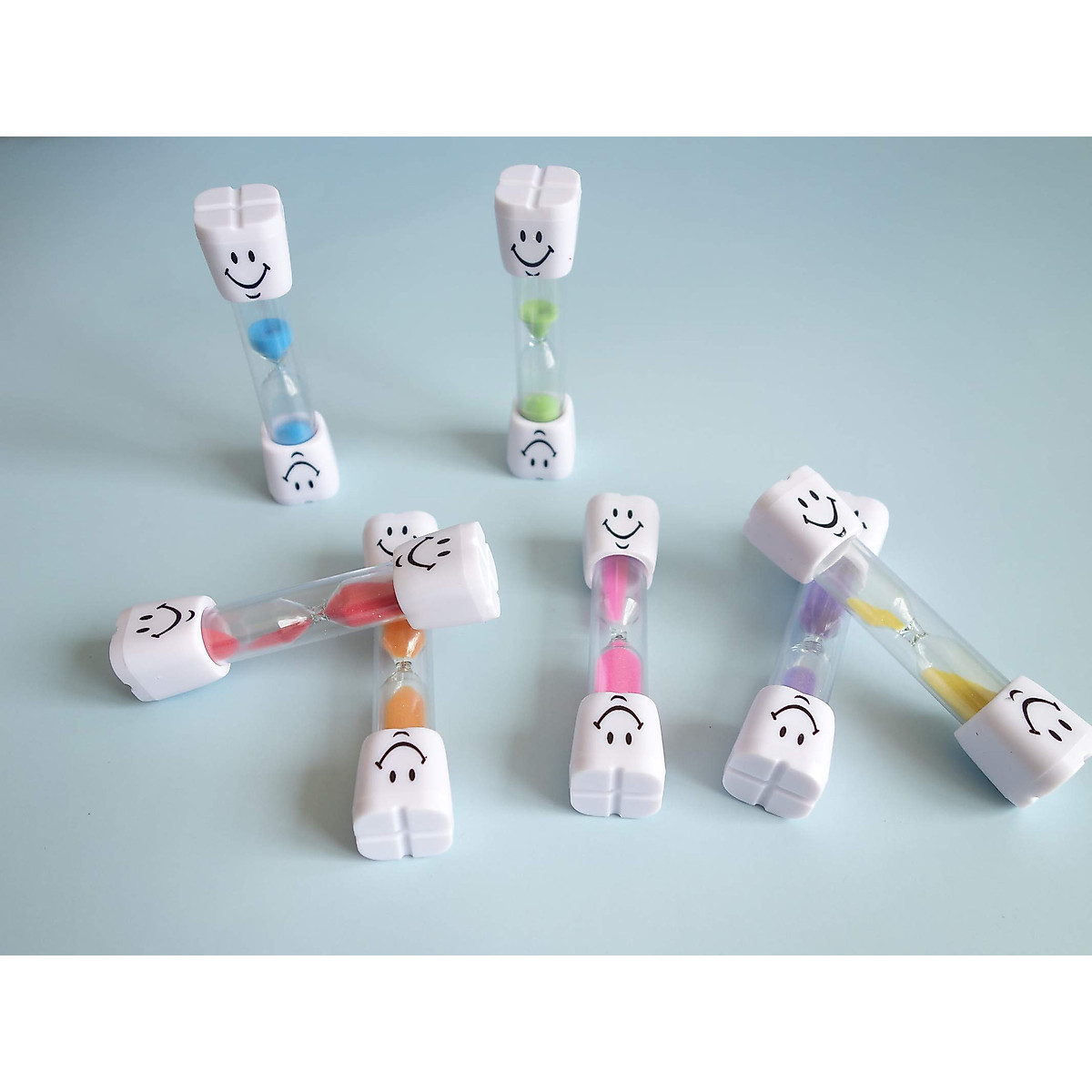 Transun Moo 7 Pack 2 Minutes Hourglass Brushing Teeth Timers Colorful Sand Timer for Kids Promote Dental Hygiene