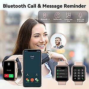 Smart Watch for Women (Answer/Make Call), Fitness Tracker with Heart Rate Blood Oxygen Sleep Monitor, 1.7" Touch Screen Smart Watch for Android iPhone iOS with Alexa Built-in, IP68 Waterproof