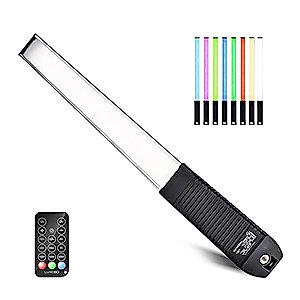 LUXCEO RGB LED Photography Lighting Portable Wand Handheld LED Video Light 1000 Lumens CRI 95+ USB Rechargeable with Remote Control, Carry Bag, Adjustable Color Temperature 3000K-6000K and 36 Colors
