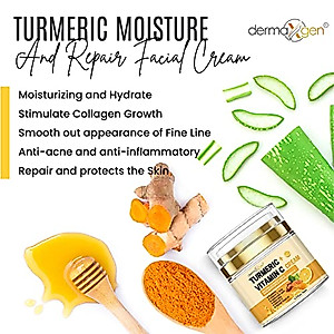 DERMAXGEN Turmeric Face Cream + 30% Vitamin C Glow Boosting Moisturizer & Skin Repairing, Hydrating with Organic Ingredients Anti-Aging Facial Cream, Normal, Dry, Oily & Combination Skin - 1.7 FL OZ