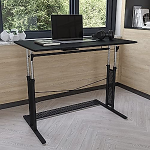 Flash Furniture Fairway Height Adjustable (27.25-35.75"H) Sit to Stand Home Office Desk - Black