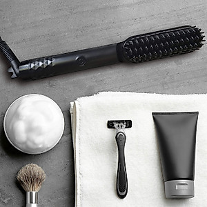 Beard Straightener Brush w/Free Beard Balm & Comb, Premium Hair Straightening Brush Kit, Heated Beard Comb, 3-Heat Settings, Fast Heat Beard Brush for Men - StormiNite