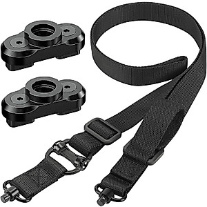 Two Point and Traditional Sling 2 Point Sling Quick Adjust with QD Sling Swivel for Hunting Black