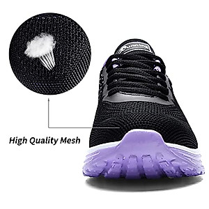 AUPERF Womens Air Shoes Walking Running Fashion Athletic Tennis Sports Comfortable Gym Sneakers?US 7 B(M) Black Purple