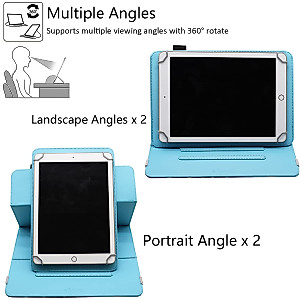 Universal 8 Inch Tablet Case, Universal 7 Inch Tablet Case, Viclowlpfe Multi-Angle Viewing Rotating Stand Wallet Case for 7.0-8.5 Inch Tablet, Blue Butterfly