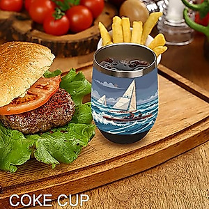 OPTKSNCU 304 Stainless Steel Insulated Cup with Lid, Two Rowboats Print Durable, And Easy to Clean – Ideal for Home, Office, And Gift Giving