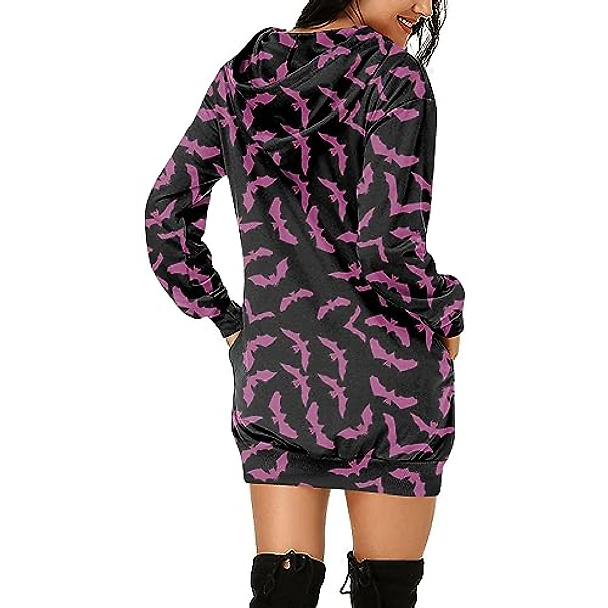 bgtlik Hoodie Dress for Women with Pockets Summer Halloween Print Long Shirt Dress with Hooded Halloween Coffee and Pumpkin Sweatshirt Vintage Floral Graphic Hoodie Womens Hoodies Casual Hoodie