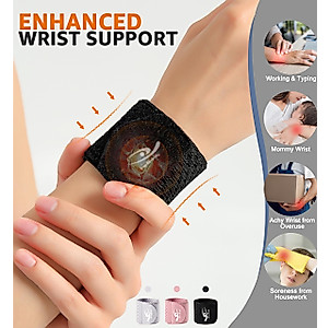 HiRui Wrist Compression Wraps, Wrist Brace Wrist Support for Sports, Mouse Hand, Mother's Hand, Carpal Tunnel Arthritis, Tendonitis - Premium Elastic & Breathable Mesh Fabric (Black, Medium)