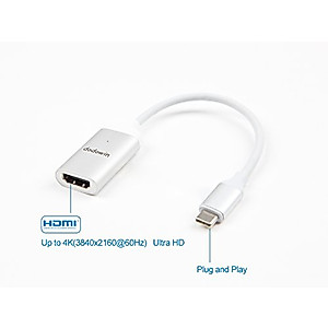 DODOWIN USB C to HDMI Adapter, USB C to HDMI Cable 4K 60Hz, USB Type-C (Thunderbolt 3) to HDMI Adapter Compatible 2018-2019 MacBook Air/Pro 2017 2016 (Silver)