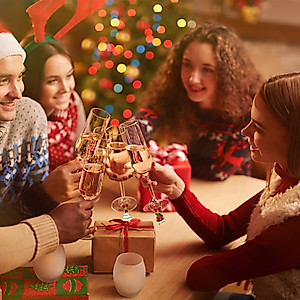 FunIdea 12 Piece Holiday Themed Christmas Wine Glass Charms, Wine Tasting Party Decoration Supplies Gift Box Set (Golden)