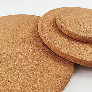 ROLUXENTIA 6.3 Inch Cork Trivet - 6 Pcs Heat Resistant Coasters and Pads for Hot Dishes, Pots, Cups - Refined Cork Placemats for Table & Countertop Protection in Kitchen